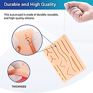 Alcedo Suture Practice Kit for Medical Students | Complete Kit (32 Pieces) Include Durable Large Suturing Pad with Pre-cut Wounds, Tools Kit, and Suture Threads | Perfect for Practice, Demonstration
