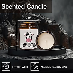 Mancheng-zi Cow Candle, Cow Gifts for Women Girls Cow Lovers, Cute Cow Gifts,I Just Freaking Love Cows OK Scented Candles