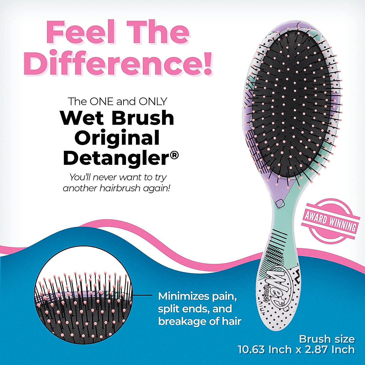 Wet Brush Original Detangler Hair Brush - Throwback, Radical - All Hair Types - Ultra-Soft IntelliFlex Bristles Glide Through Tangles with Ease - Pain-Free Comb for Men, Women, Boys and Girls