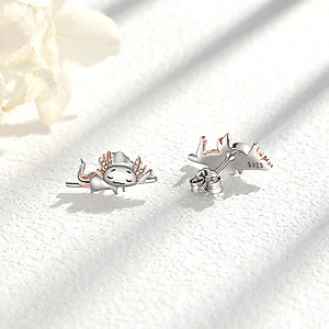 StoryMidir Axolotl Earrings Cute Sleep Axolotl Stud Earrings for Women 925 Sterling Silver Animal Pendant Mexican Axolotls Jewelry Mothers Day Gifts