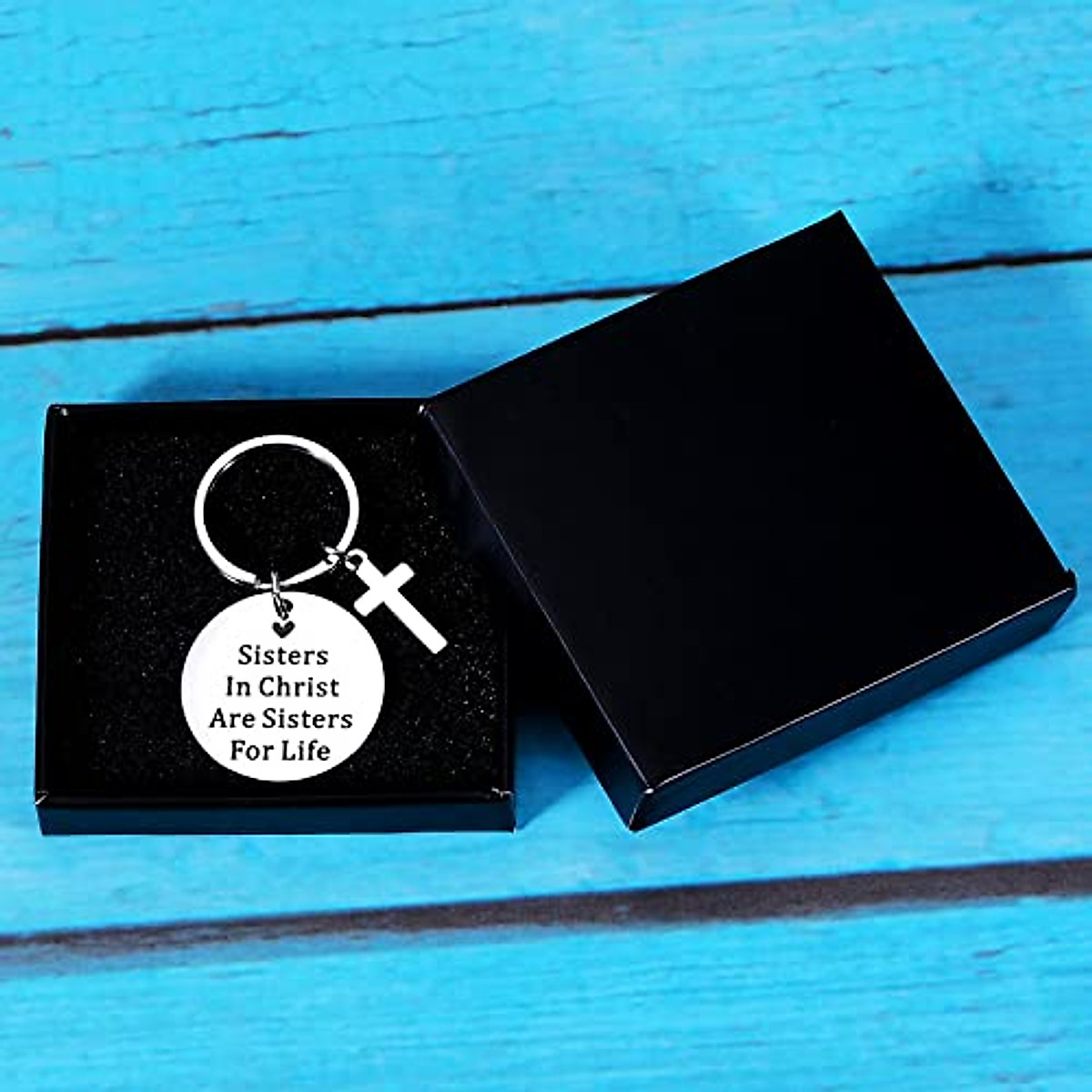 ZZP Christmas Gifts for Bible Study Group Women Friends Sisters In Christ Are Sisters For Life Key Chain Christian Religious Gifts Birthday Friendship Gifts for Christian Sister Girls