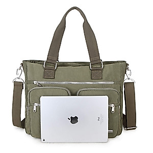 Crest Design Nylon Shoulder Bag Handbag, Teacher Nurse Tote Organizer (Army Green)