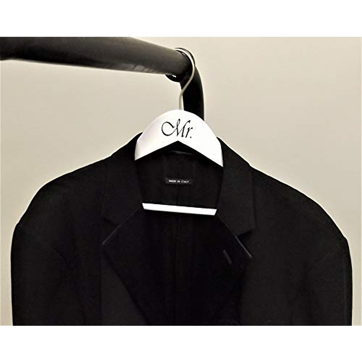 NAHANCO MRMRS20117WH Bridal Hanger Set, White Wood Hangers with Black Imprint (Mr. and Mrs.), 17” (2 Piece Set)