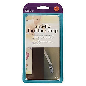 KidCo Anti-Tip Furniture Straps - Anti Tip Safety Straps, TV & Furniture Straps for Child Safety, Two Pack, White