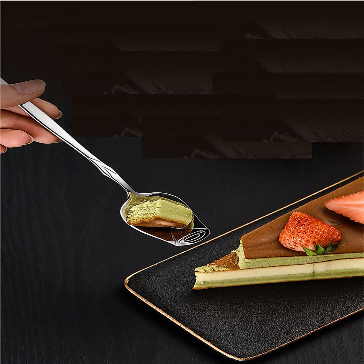 Stainless Steel Spoon Set 5 Pack, Rose flower shaped spoon, Coffee spoon，Dessert Spoon, Ice Cream Spoons, tea spoons，Love spoon, Cute holiday gift (Multicolor)