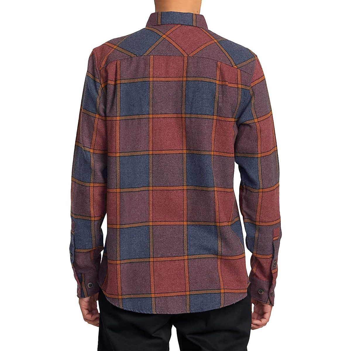 RVCA Mens Long Sleeve Woven Button Front Flannel Shirt - Thatll Work (New Moody, Medium)