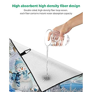 Yun Nist Golf Towel Christmas Snowman Light Ball Pine Cone,Waffle Pattern Microfiber Club Cleaner Golf Towels with Carabiner Clip for Women Men Dad,Winter Snowflake Golf Towel for Golf Bags,24x16in