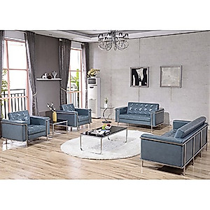 Flash Furniture HERCULES Lesley Series Contemporary Gray LeatherSoft Sofa with Encasing Frame