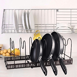 MDHAND Pots and Pans Organizer for Cabinet, Pot Rack with 2 DIY Methods, Adjustable Pan Organizer Rack for Cabinet, Pot Organizer for Kitchen Organization & Storage, Pot Lid Organizer