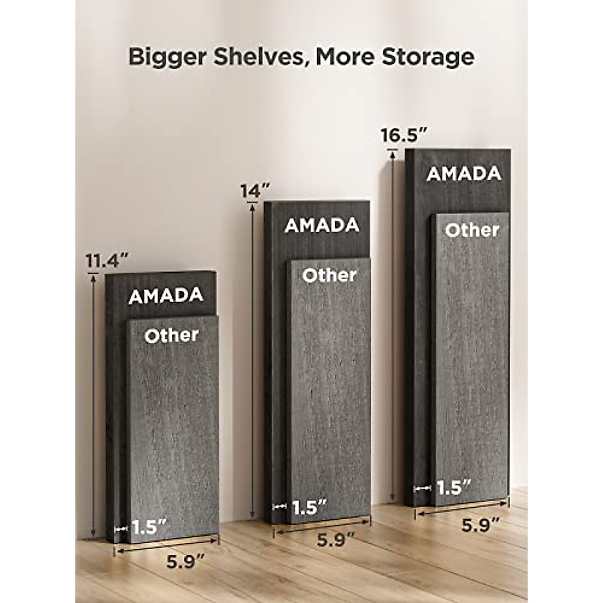 AMADA HOMEFURNISHING Stainless Steel Shower Organizer with Strong Adhesive + Floating Shelves Wall Mounted Set of 3