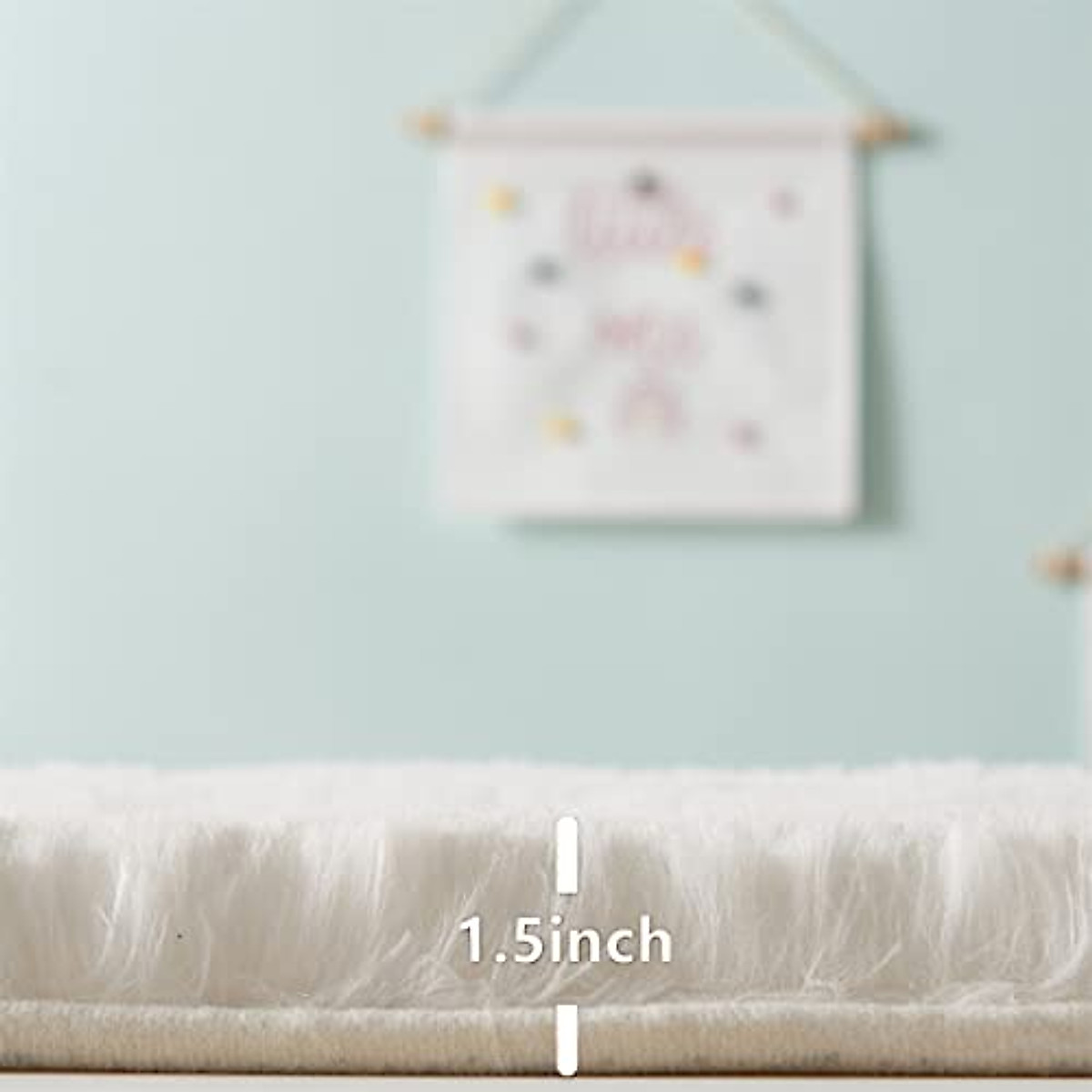 AMTOVO Shag Area Rugs for Bedroom, White Fluffy Rug Plush Living Room Carpet 8 x 10 Feet, Indoor Modern Plush Area Rugs, Fuzzy Nursery Shaggy Rugs for Kids Room