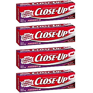 Close-Up Fluoride Toothpaste, Freshening Red Gel 4 oz (Pack of 4)