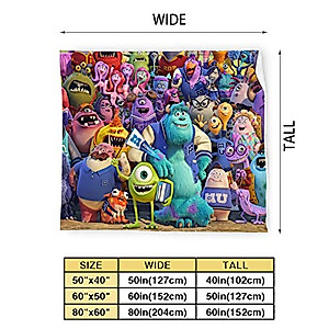 haiqingcjhov, Monsters Inc Throw Blanket Super Soft Cozy Plush Microfiber Flannel Reversible TV Blanket, Home Decor Throws for Couch Sofa Bed Travel Version 60 X 50 Inch