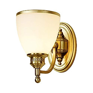 Bedroom Wall Lights, Wall Sconces, European Style V-intage All Copper Wall Sconce Retro Bedroom Bed Head Wall Light Corridor Energy Saving and Environmental Protection LED Night Light Living Room Wall