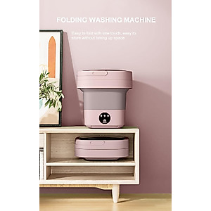 Portable Washing Machine, Mini Washer 9L High Capacity with 3 Modes Deep Cleaning for Underwear, Baby Clothes, or Small Items, Foldable Washing Machine for Apartments, Camping, Travel (Pink)