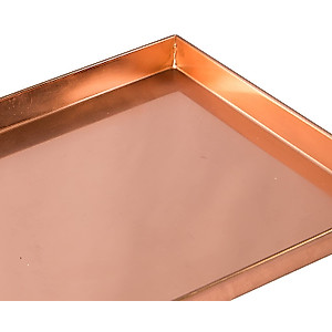 Oakestry 10-in Square Tray Handmade from Stainless Steel with a Copper Plated Finish Multipurpose Tray with Classic and Rustic Look, Copper