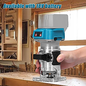 Cordless Compact Router, Weytoll 18V 18000RPM Brushless Trim Router, Wood Trimmer Router, 6.35mm Trim Diameter Cordless Palm Router Suitable for Makita Battery, 6 Level Speed Adjustable (Tool Only)