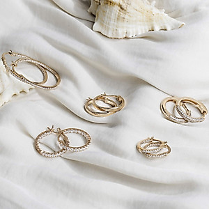 PAVOI 14K Gold Plated 925 Sterling Silver Cubic Zirconia Hoop Earrings | 20 Millimiters Yellow Gold Hoops Earring