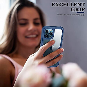 FUNMIKO iPhone 12 Pro Max Case,Clear Cover with Touch-Sensitive Built-in Screen Protector,Military Grade Pass 21ft. Drop Test Slim-fit Protective Phone Case for iPhone 12 Pro Max 6.7" Blue