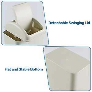 Saedy Small Swing Lid Trash Can, 14 L Slim Garbage Bin
