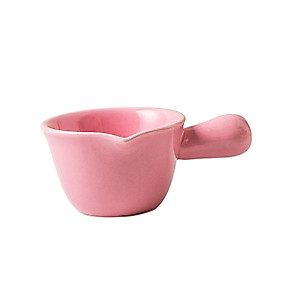 FUNOMOCYA Ceramic Cookware Small Soup Pot Mini Serving Bowl Sauce Bowl Powdered Creamer for Milk Pan with Handle Boot Pot Snack Plate Cereal Bowls Noodle Saucepan Coffee Creamer Pink