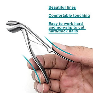 A Special Nail Clippers of SGNEKOO Angled Bent Head Super Sharp Wide Jaw Opening for Hard/Thick Fingernails and Toenails Nail Cutter Trimmer for Men Women Seniors (Silver/2P-1)