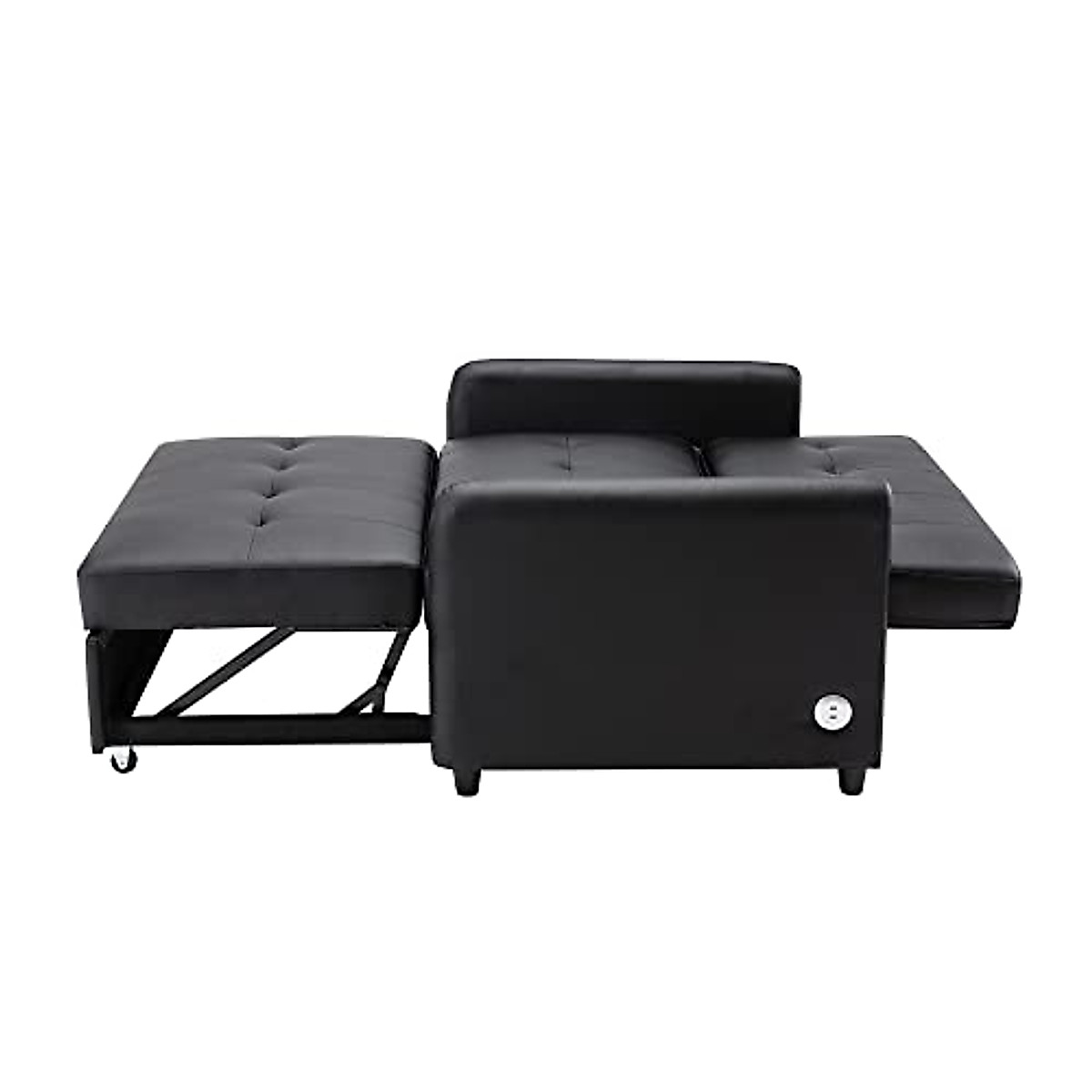 ERYE Black Pu Leather Tufted USB Ports, Twin