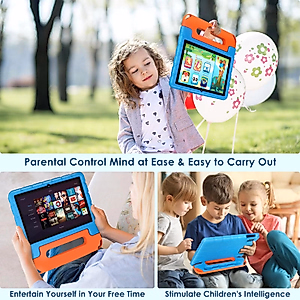 Kids Tablet 10 inch Android 13 Tablets for Kid with Shockproof Case, 12GB+128GB, Octa-Core, 1280 X 800 HD Touchscreen, IWAWA Pre-Installed Parental Control, 2.4G/5G WiFi, 6000mAh, Bluetooth-Blue