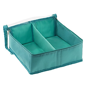 Missouri Star Storage Bag for Precut Fabrics for Quilting Sewing Box Organizer Holds Fat Quarters, Charm Packs, Layer Cakes Canvas Carrying Case with Removable Dividers, Small Aqua (NOT4996)