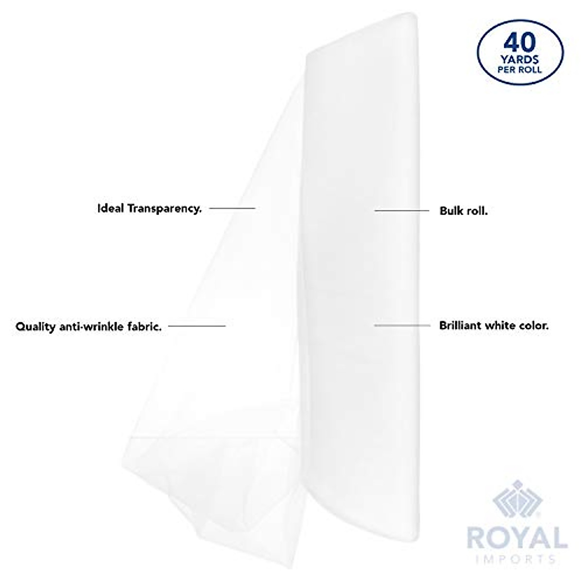 54” Fabric Tulle Bolt for Wedding Party Decoration Bridal Shower - Tutu Roll, Netting Spool Ribbon Wrapping, White, 40 YDS