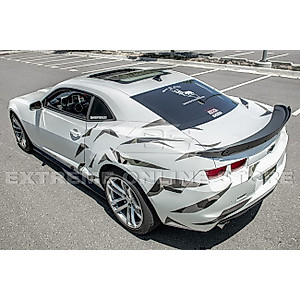 for 2010-2013 Chevrrolet Camaro | EOS ZL1 Style Rear Trunk Lid Wing Spoiler with Aluminum GLOSSY BLACK Center WickerBill Insert (ABS Plastic - Matte Black)