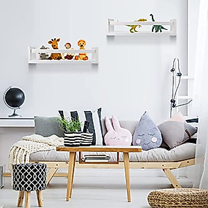 ZLchair BOMID Nursery Shelves,Wall Bookshelves for Kids,Wood Floating Book Shelves Set of 2,Nursery Book Shelves for Wall?White?