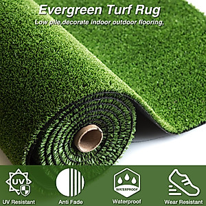 XLX TURF Green Grass Area Rug 4FT X 6FT, Outdoor Fake Turf Floor Mat for Balcony, Patio, Yard, Large Pets Dogs Grass Pad