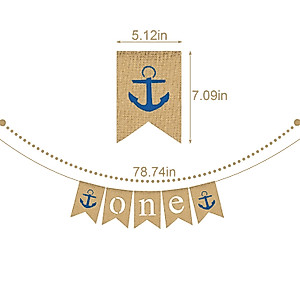 Rainlemon Nautical Boy 1st Birthday High Chair Banner Anchor Sailor One Highchair Bunting Garland Decoration
