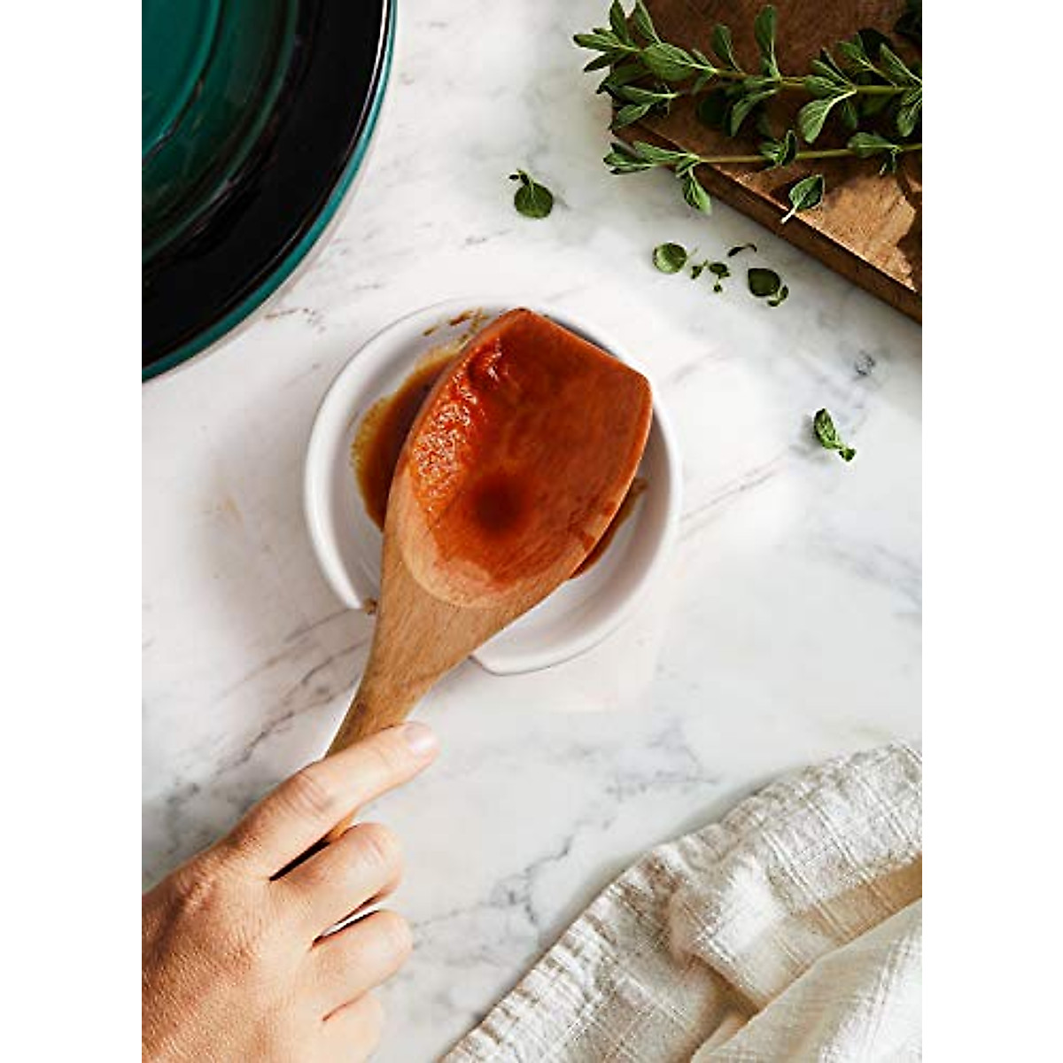 LE TAUCI Ceramic Spoon Rest for Stove Top, Spoon Holder for Kitchen Counter, Kitchen Gadgets, Coffee Spoon, Spoon Cradle, Kitchen Accessories For Utensils, Set of 4, White