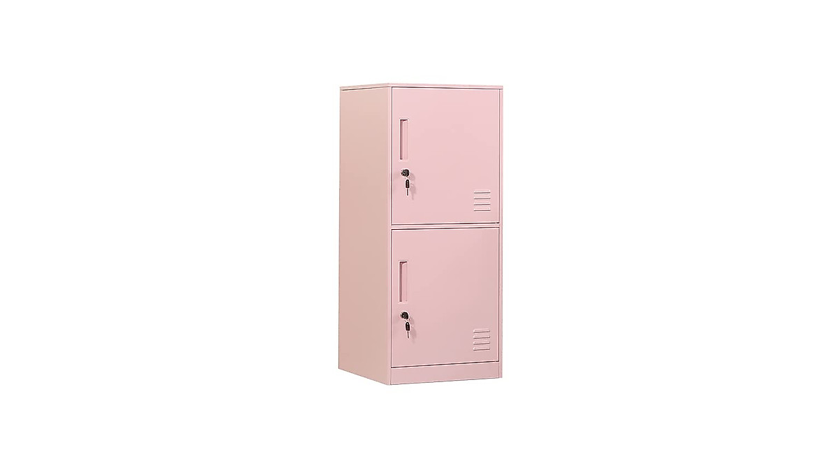 DAYTOYS 2 Door Pink Metal Locker for Kids - Durable & Stylish