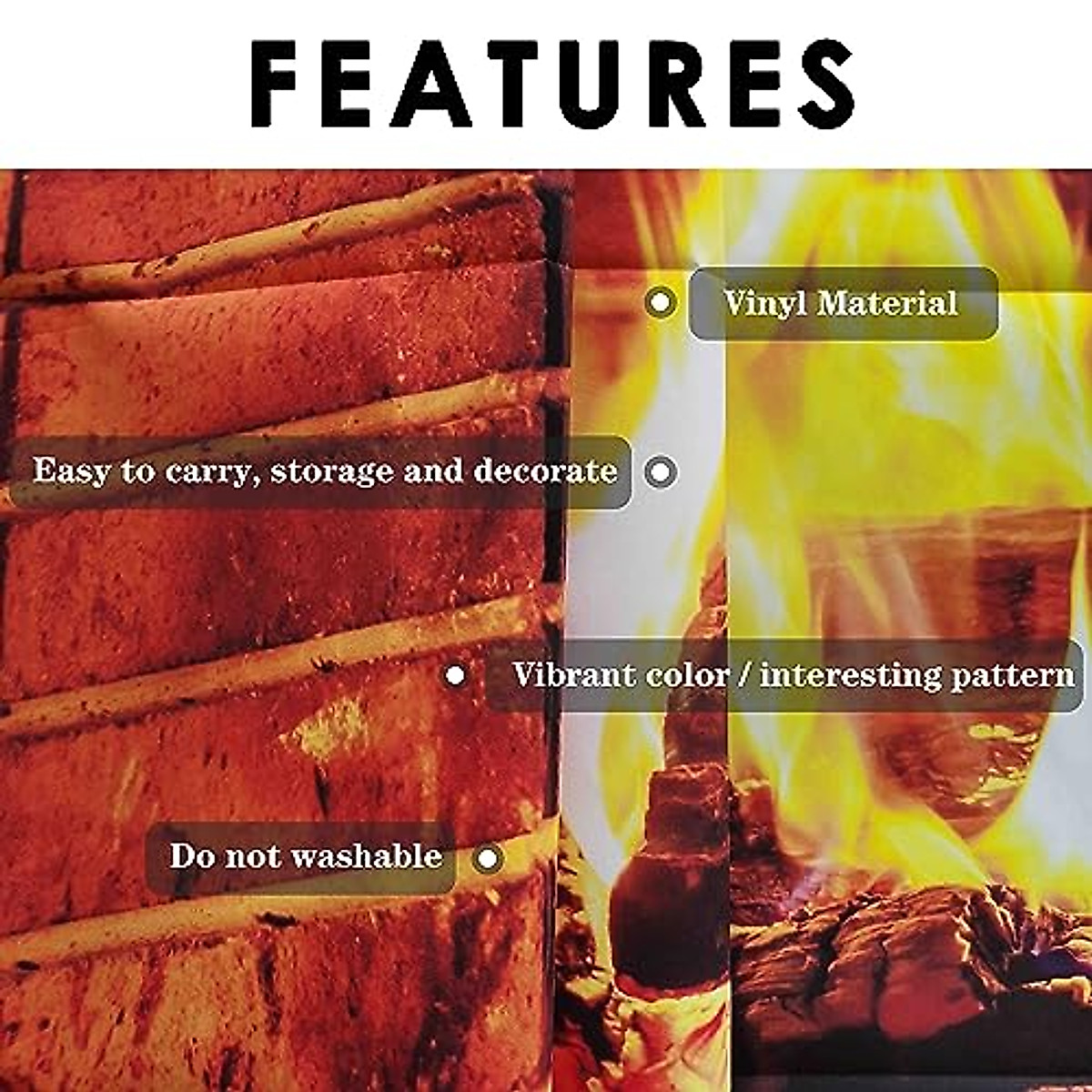 Ladvis 5x3ft Fireplace Burning Firewood Backdrop Christmas Fireplace Backdrop Xmas Background for Winter Holiday Family Party Interior Decorations Festival Banner Photography Photo Studio Propss