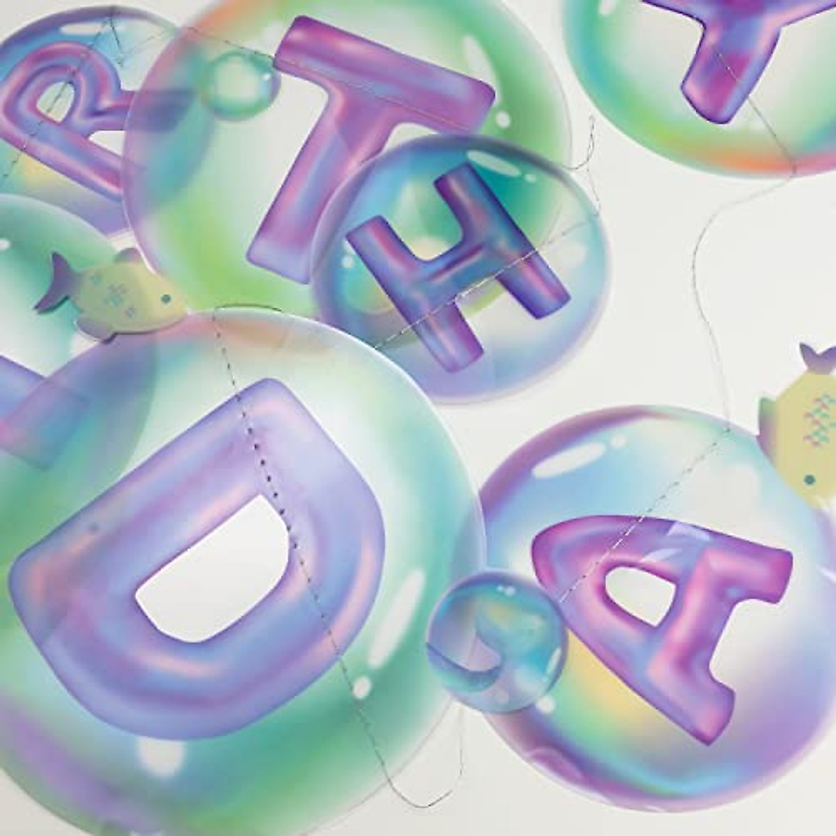 Decor365 Little Mermaid Happy Birthday Banner Under The Sea Theme Party Decorations Ocean Theme Little Mermaid Bubble Garland Fish Coral Bday Garland for Girls Birthday Party Decoration