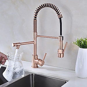 Avola Classical Kitchen Faucet,Single Handle Kitchen Sink Faucets,Copper Kitchen Faucet with Pull Down Sprayer,Rose Gold Kitchen Faucet,Spring Kitchen Sink Faucet Copper