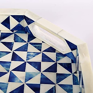 HANDICRAFTS HOME 12x12 Octagon Multi Decorative Tray Breakfast Coffee Table Top Vintage Handmade Serving Tray