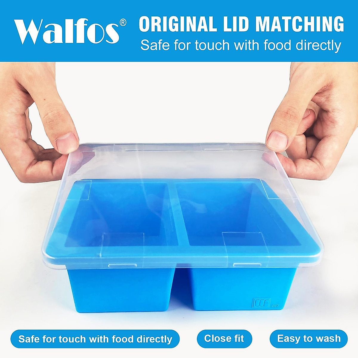 1 Pack Plastic Lids, Walfos Food Storage Container Lids Plastic Lid Square Food Storage Container Lid Suitable for Freezing Tray Set