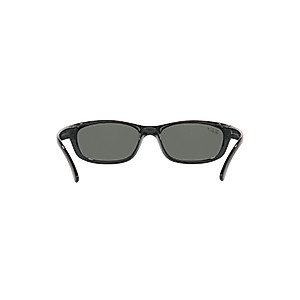Ray-Ban Men's RB4115 Rectangular Sunglasses, Black/Polarized Green, 57 mm