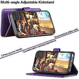 Vanxiliiy iPhone 13 Case Wallet - Strong Magnetic Detachable, RFID Blocking Card Holder, Slim PU Leather Flip 6.1" - Purple