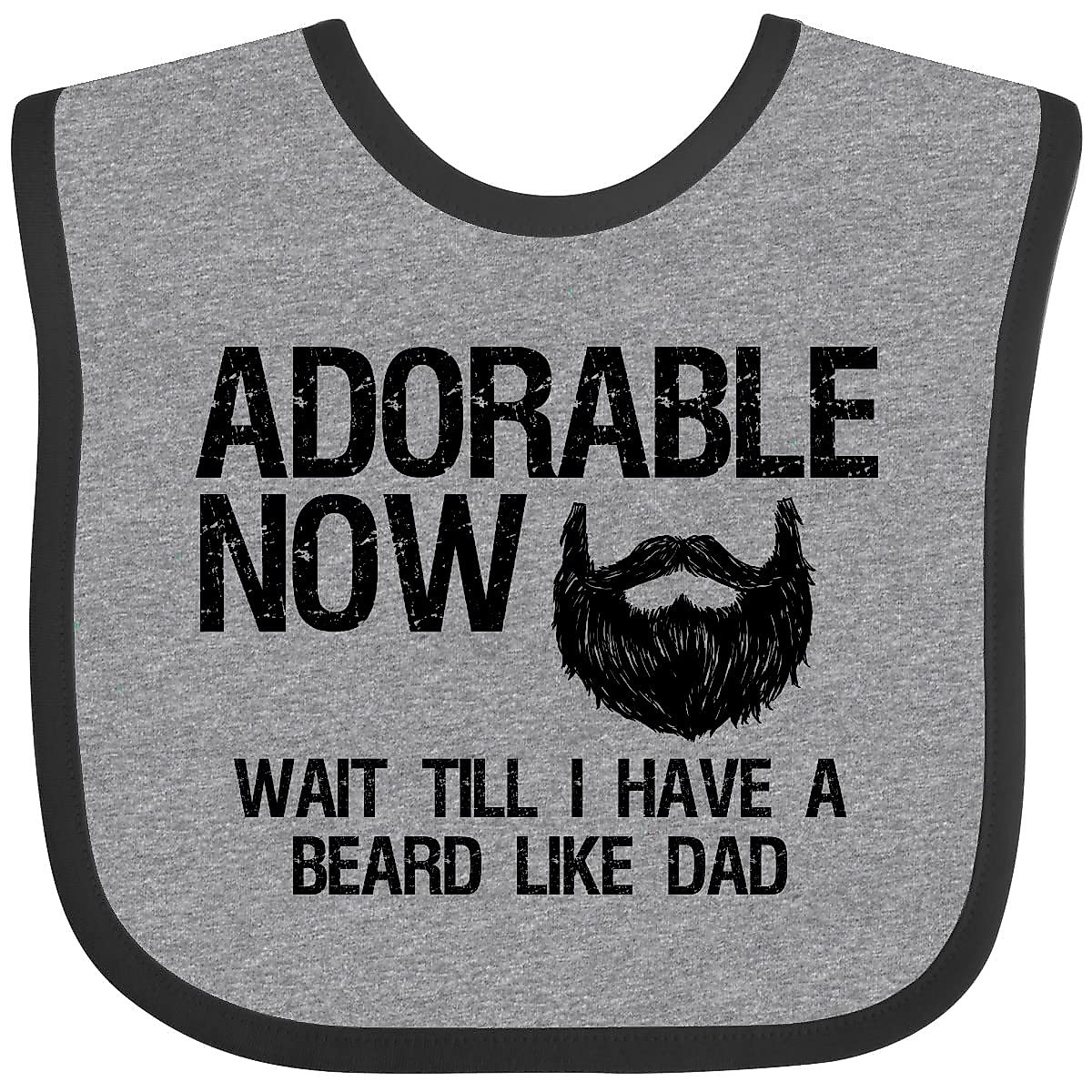 inktastic Adorable Now...Wait Till I Have a Beard Like Dad Baby Bib Heather and Black 288b4