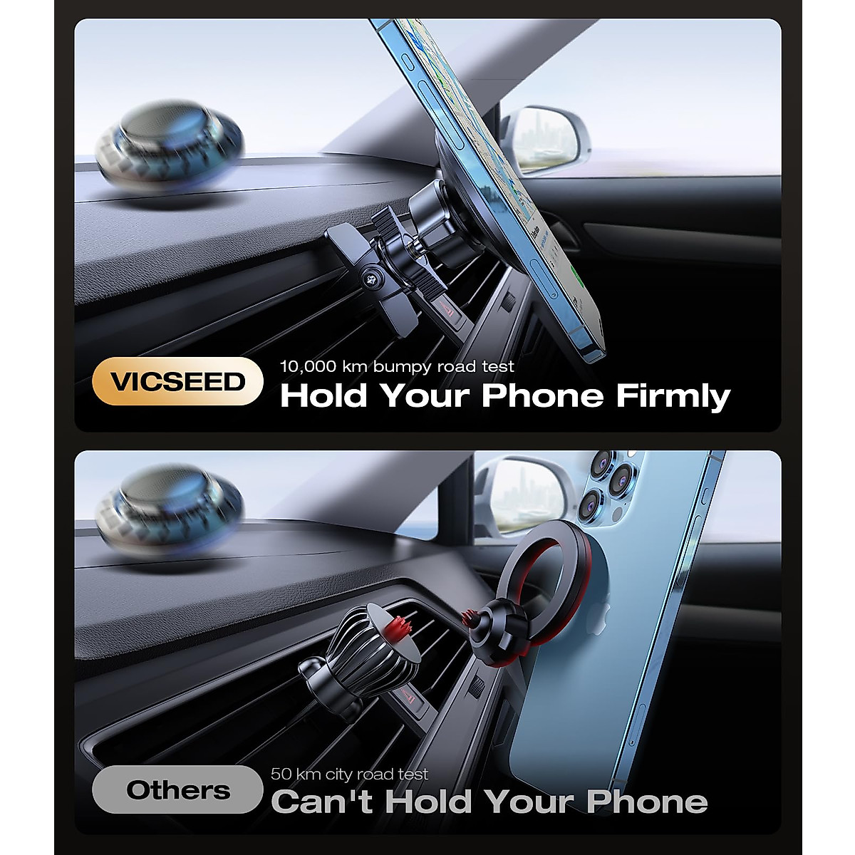 VICSEED for MagSafe Car Mount Vent,【Fluorescence Design】【Strong Magnet Power】 Stable Magnetic Phone Holder for Car, Hands Free Magnet Car Phone Holder Mount for iPhone 15 Pro Max 14 13 12 Samsung
