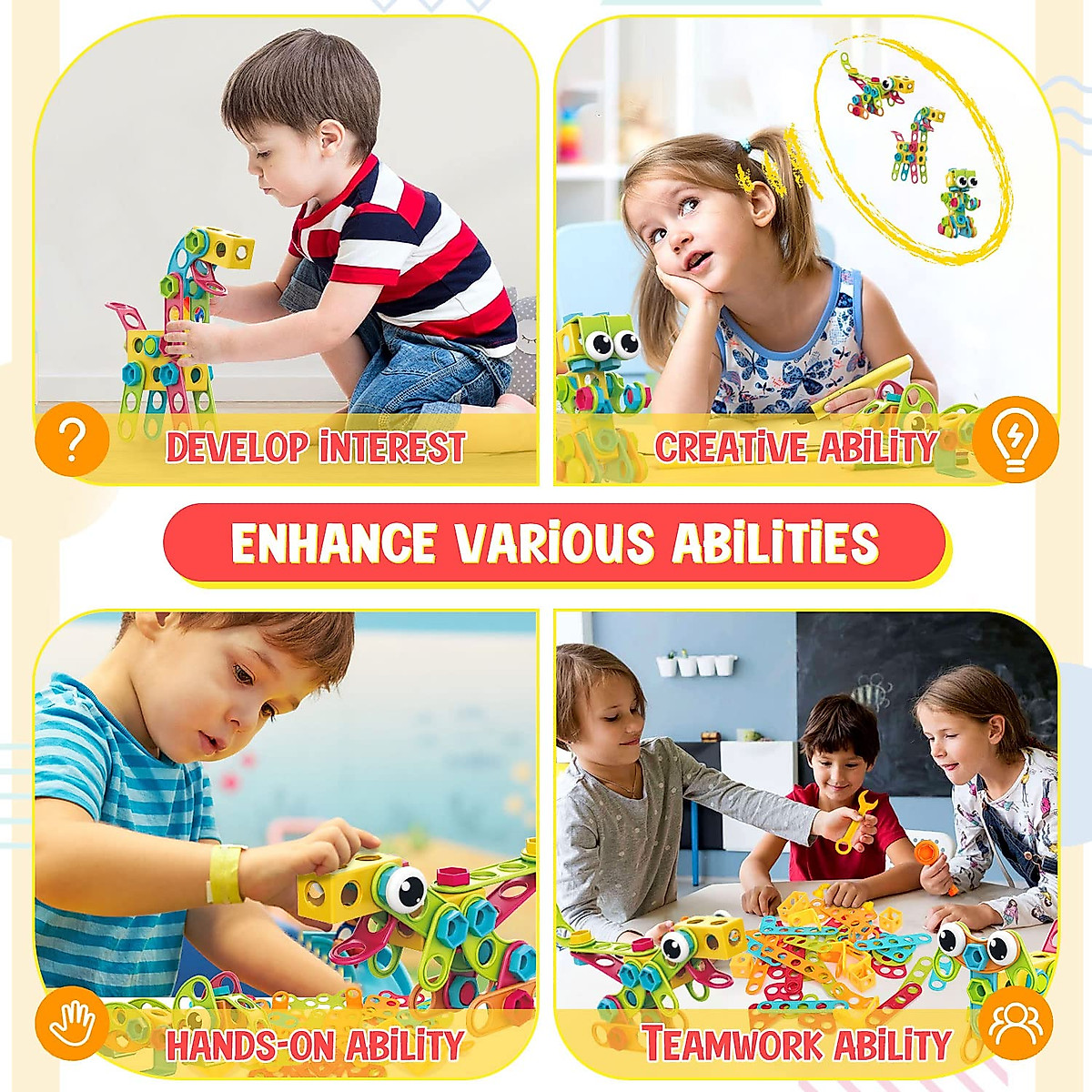 Dolanus 189 PCS STEM Toys Building Blocks - Toddler Toys for 3 4 5 6 7 8 Year Old Boys | Building Toys for Kids Ages 4-8 | STEM Activities for Kids Ages 5-7 | Present Birthday Gift for Boys