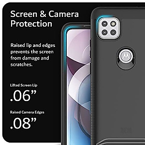 TUDIA DualShield Designed for Motorola One 5G Ace Phone Case, [Merge] Shockproof Military Grade Dual Layer Tough Slim Heavy Duty Protection for Moto One 5G UW Ace Case - Matte Black