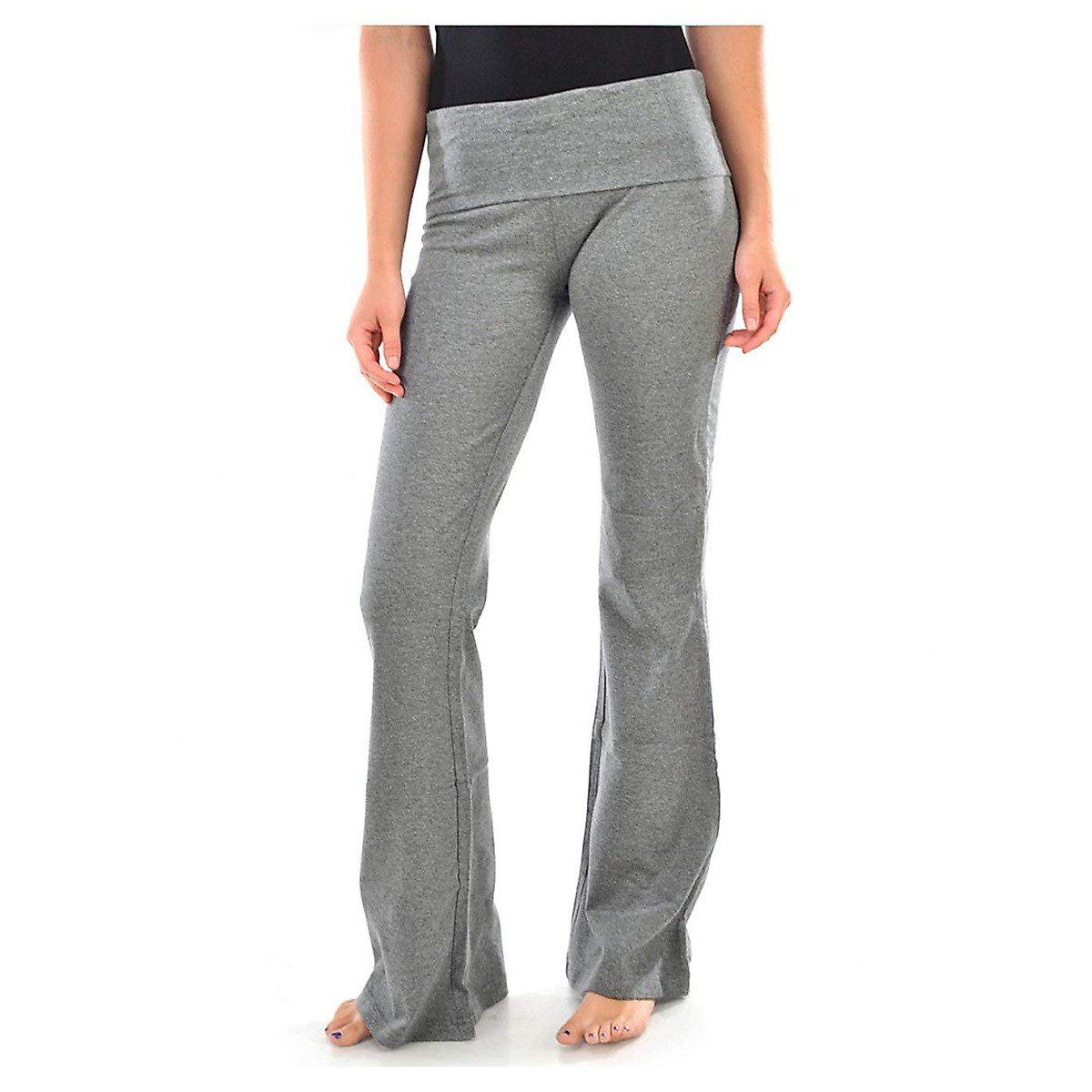 MOPAS Women's Soft Comfy Cotton Spandex Yoga Sweat Lounge Gym Sports Athletic Pants (L, Charcoal Grey)
