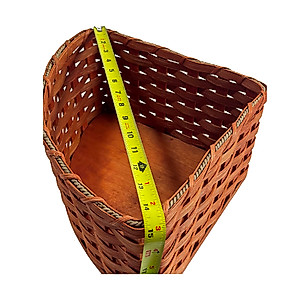 Amish Corner Storage Handmade Solid Oak Woven Wicker Basket (Large)