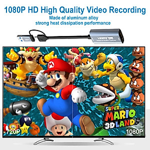 Video Capture Card, 4K Cam Link Card HDMI to USB USBC Capture Card, 1080P 60FPS Video Capture Device for Gaming, Streaming, Compatible with Mac OS System Windows OBS Zoom for PS3/4/5, Switch, Xbox1